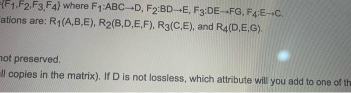 Solved Assume the universal relation schema R(ABCDEFG) and a | Chegg.com
