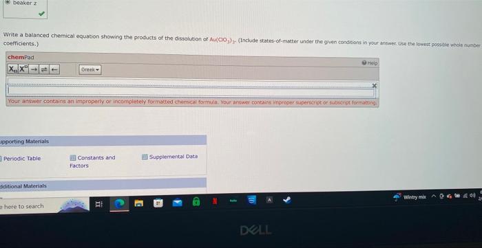 Solved Write A Balanced Chemical Equation Showing The