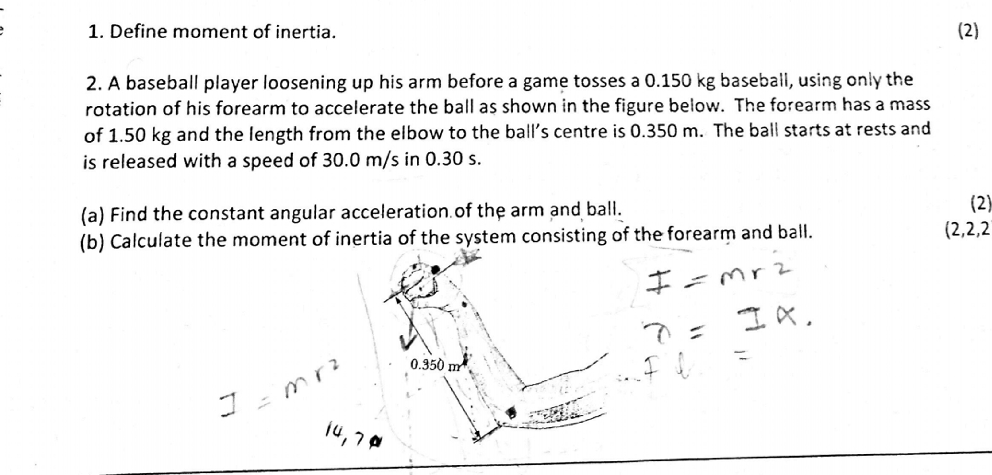 Solved Define moment of inertia.A baseball player loosening | Chegg.com