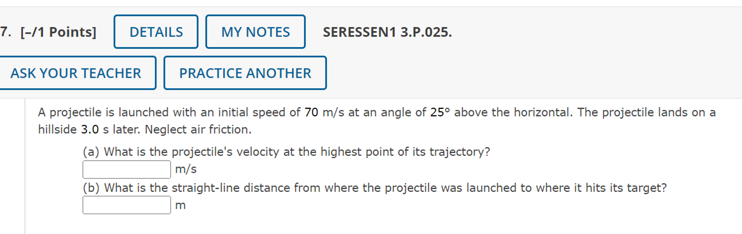 Solved A projectile is launched with an initial speed of | Chegg.com