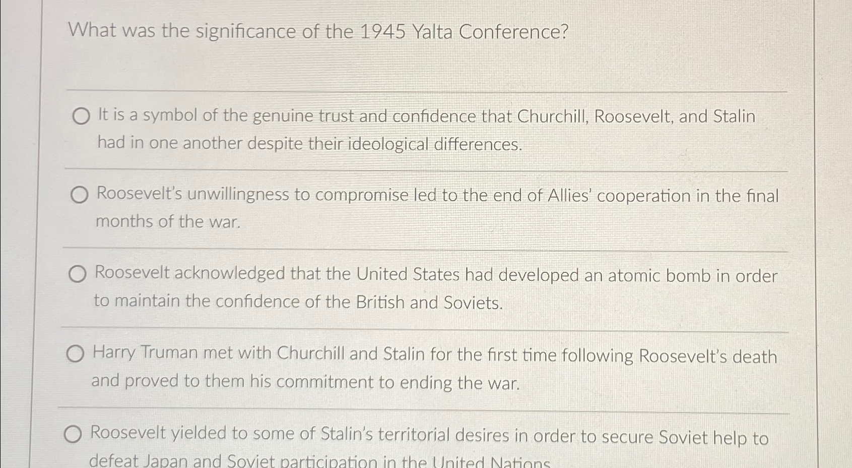 Solved What was the significance of the 1945 ﻿Yalta | Chegg.com