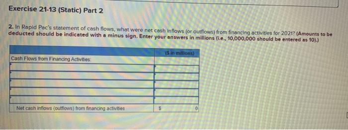 Solved Exercise 21-13 (Static) Identifying cash flows from | Chegg.com