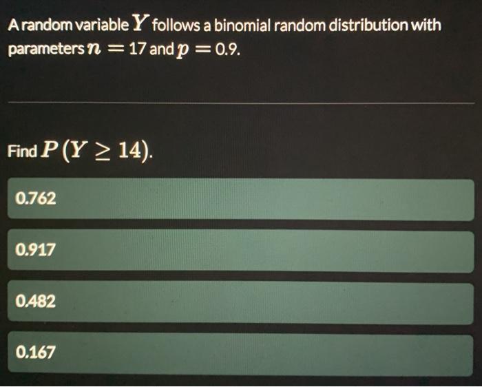 Solved Arandom variable Y follows a binomial random | Chegg.com
