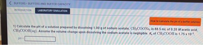 Solved 1) Calculate the pH of a solution prepared by | Chegg.com