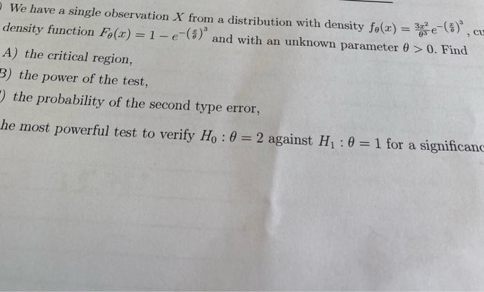 Solved We have a single observation X from a distribution | Chegg.com