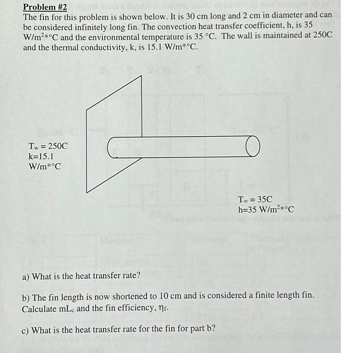 Solved Problem \#2 The fin for this problem is shown below. | Chegg.com