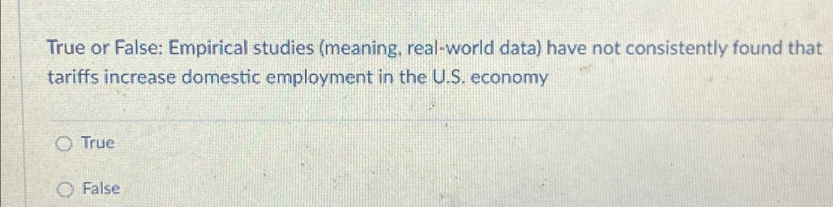 Solved True or False: Empirical studies (meaning, | Chegg.com