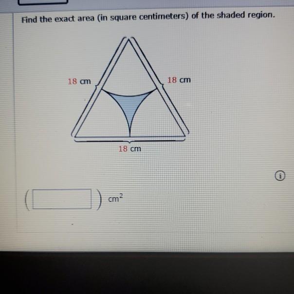 Solved Find the exact area (in square centimeters) of the | Chegg.com
