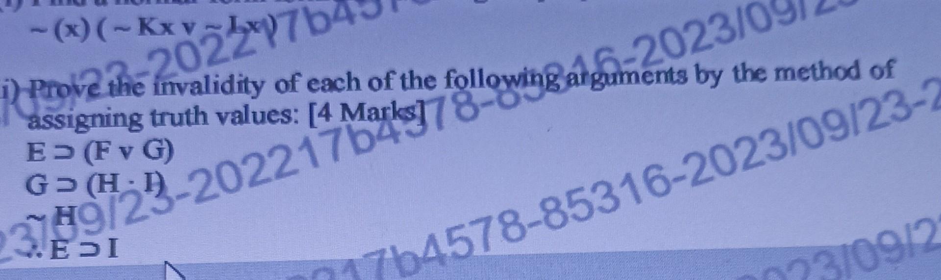 Solved Prove th invalidity of each of the following | Chegg.com