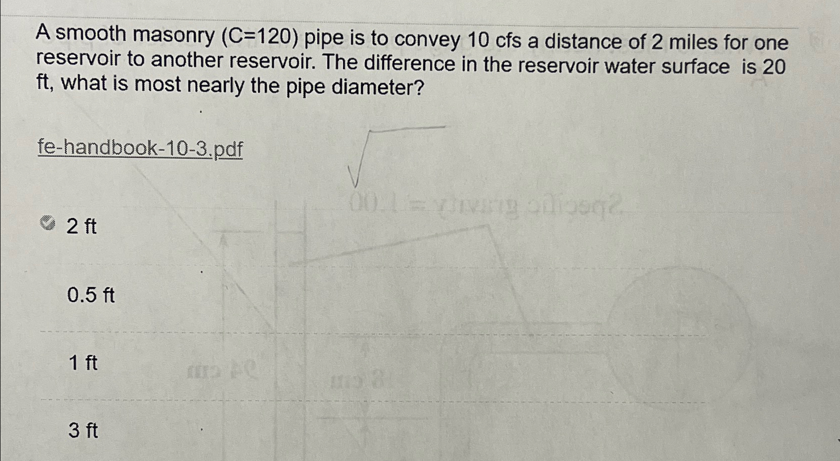 Solved A smooth masonry )=(120 ﻿pipe is to convey 10cfs ﻿a | Chegg.com