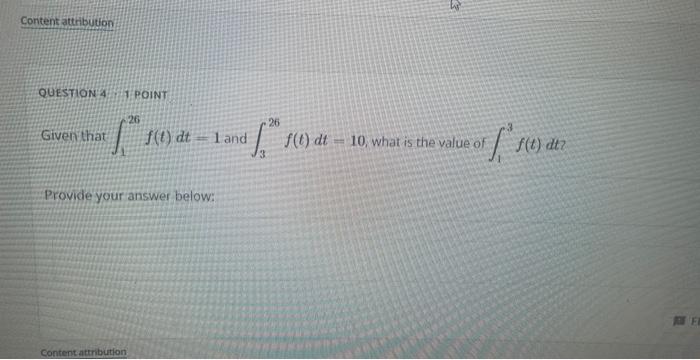 Solved Question 4 T Y Point Given That ∫126f T Dt 1 And