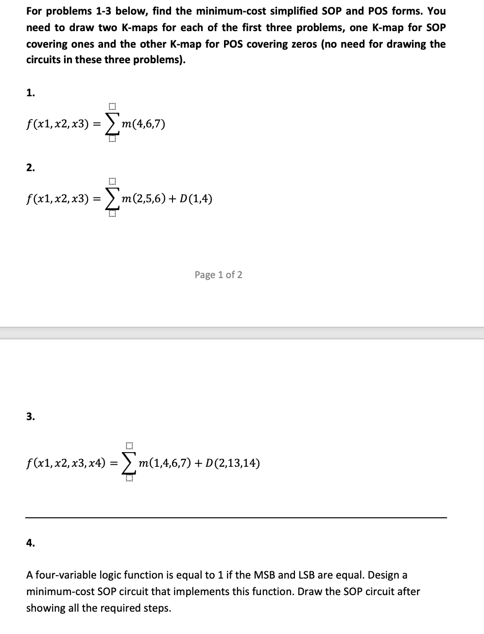 Solved For problems 1-3 ﻿below, find the minimum-cost | Chegg.com