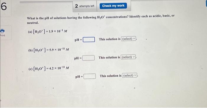 Solved What is the pH of solutions having the following | Chegg.com
