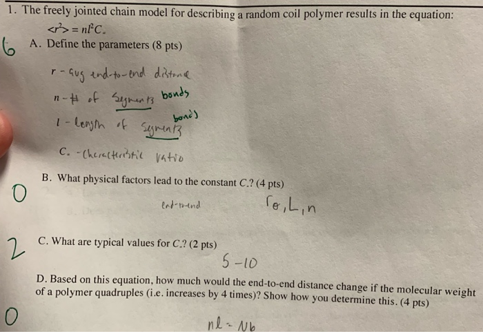 Solved 1. The freely jointed chain model for describing a | Chegg.com