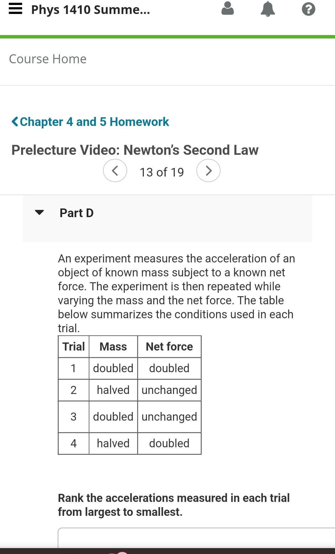 = Phys 1410 Summe... Course Home audied unchanged | Chegg.com