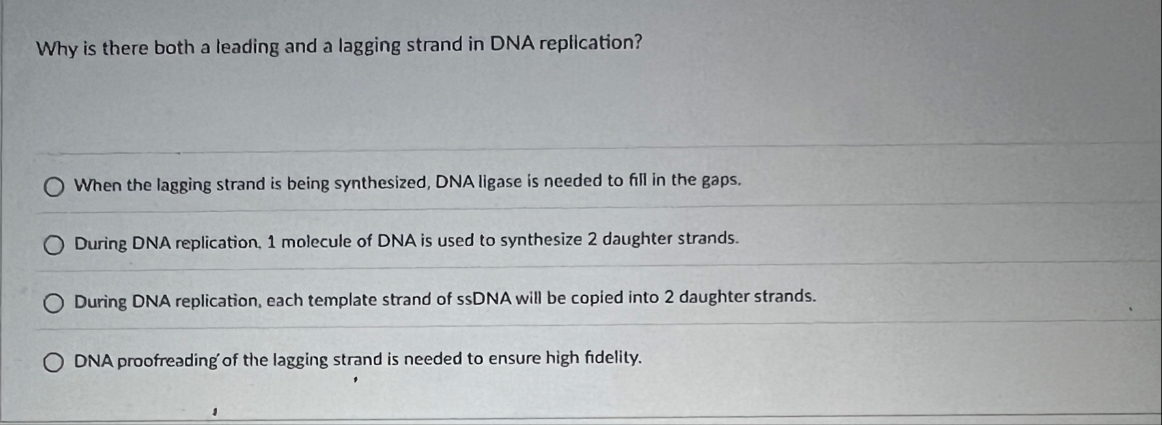 Solved Why is there both a leading and a lagging strand in | Chegg.com