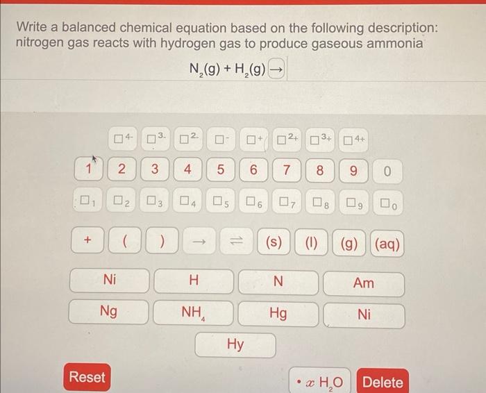 Solved Write A Balanced Chemical Equation Based On The
