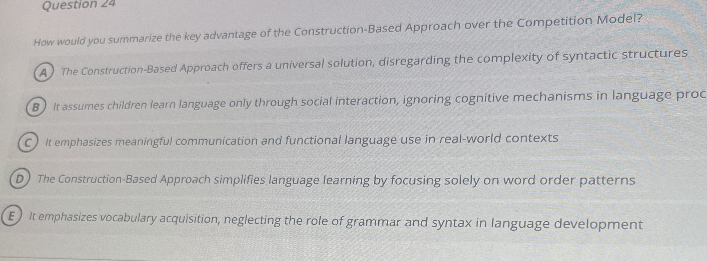 Solved Question 24How would you summarize the key advantage | Chegg.com
