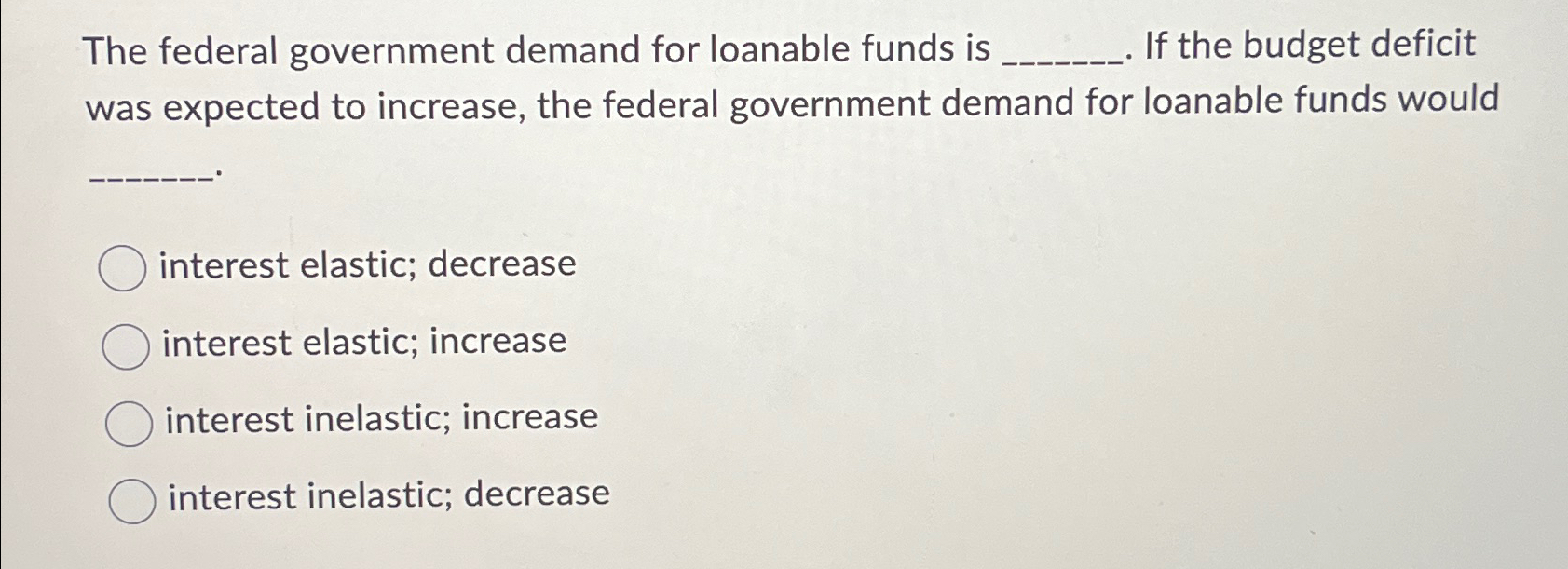 Solved The federal government demand for loanable funds is | Chegg.com