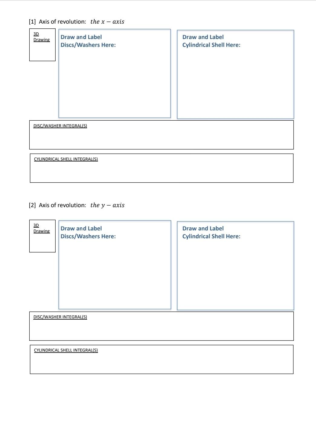 Solved . III. VOLUMES OF SOLIDS OF REVOLUTION For each | Chegg.com