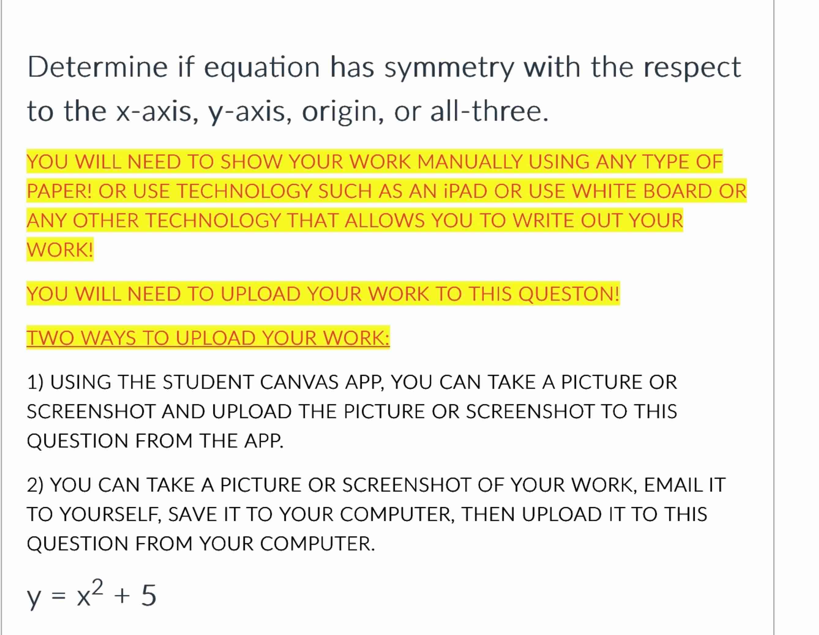 Solved Determine if equation has symmetry with the respectto | Chegg.com