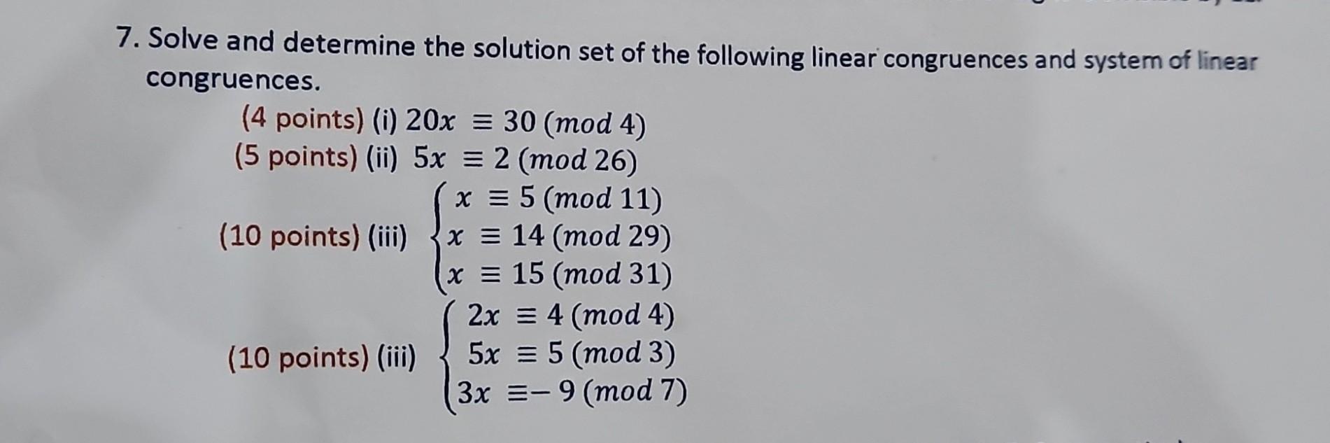 Solved 7. Solve and determine the solution set of the | Chegg.com