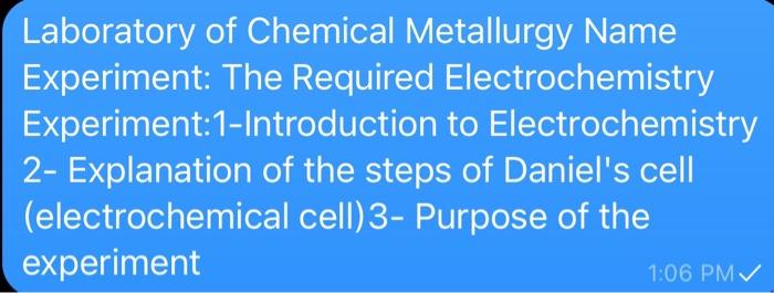 Solved Laboratory of Chemical Metallurgy Name Experiment: | Chegg.com
