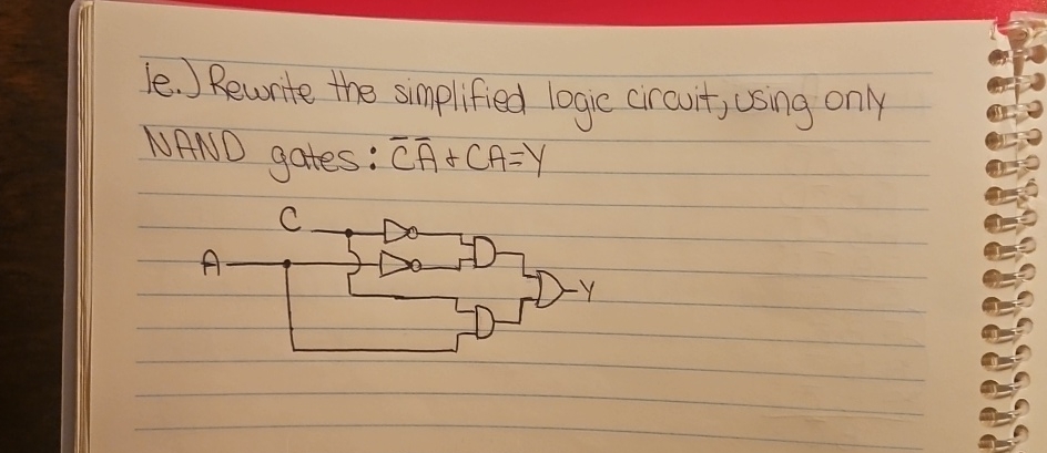 Solved 1e.) ﻿Rewrite the simplified logic circuit, using | Chegg.com