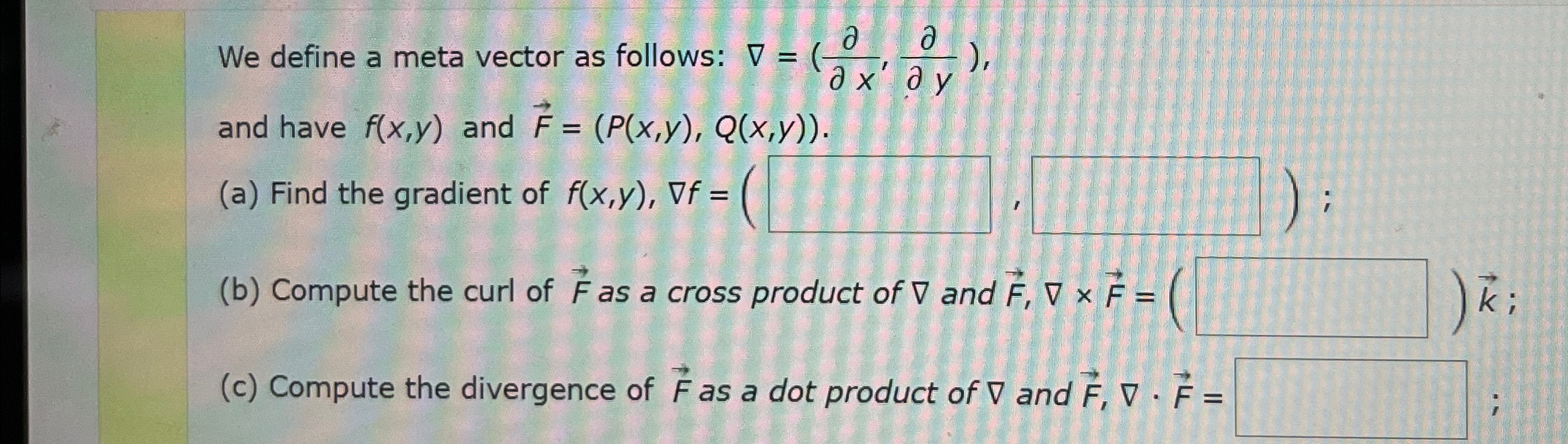 Solved We define a meta vector as follows: | Chegg.com