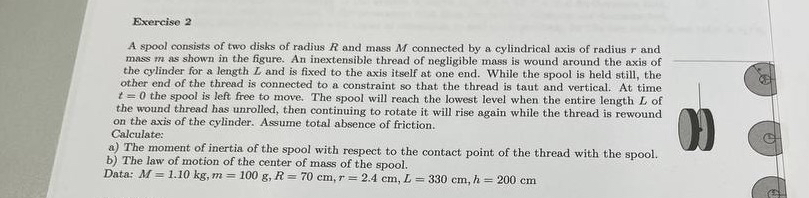 Solved Exercise 2A spool consists of two disks of radius R | Chegg.com
