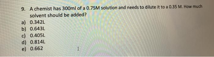 Solved 1 What Is The Molarity Of A 1l Solution Composed Of