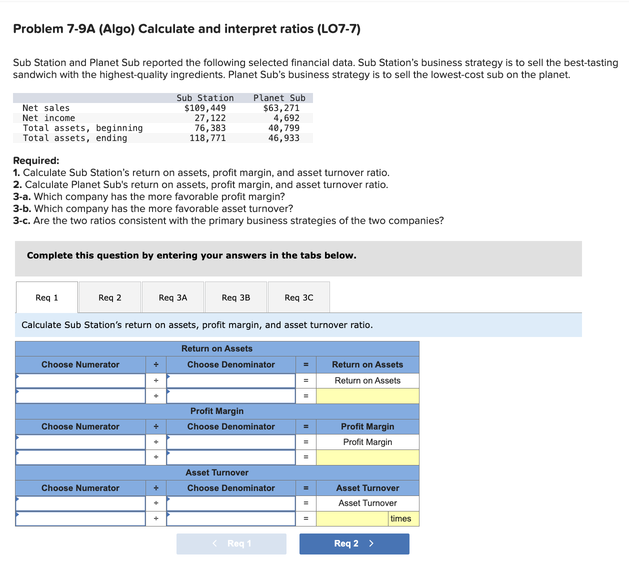 Solved Problem 7-9A (Algo) ﻿Calculate and interpret ratios | Chegg.com