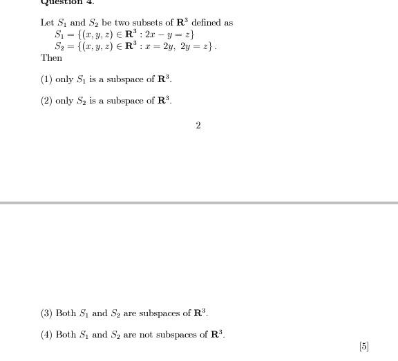 Solved Let S1 and S2 be two subsets of R3 defined as | Chegg.com