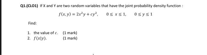 Solved Q1.(CL01) If X and Y are two random variables that | Chegg.com