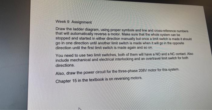 Solved Week 9 Assignment Draw the ladder diagram, using | Chegg.com