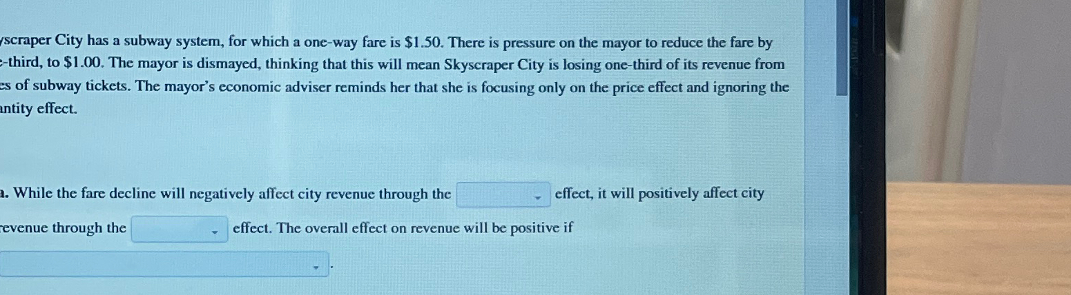 Solved /scraper City has a subway system, for which a | Chegg.com