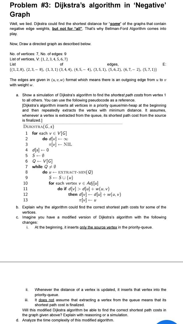 Solved Well, we lied. Dijkstra could find the shortest | Chegg.com