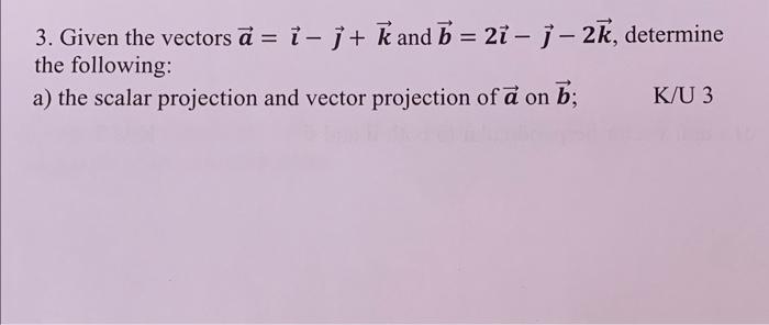 Solved 3. Given the vectors a= − +k and b=2 − −2k, determine | Chegg.com