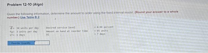 Solved Given the following information, determine the amount | Chegg.com