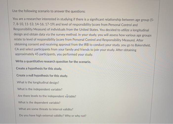 Use the following scenario to answer the questions: | Chegg.com