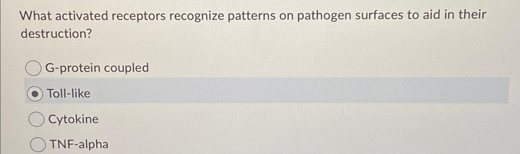 Solved What activated receptors recognize patterns on | Chegg.com