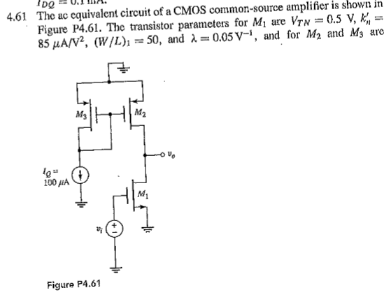 Solved 4.61 ﻿The ac equivalent circuit of a CMOS | Chegg.com
