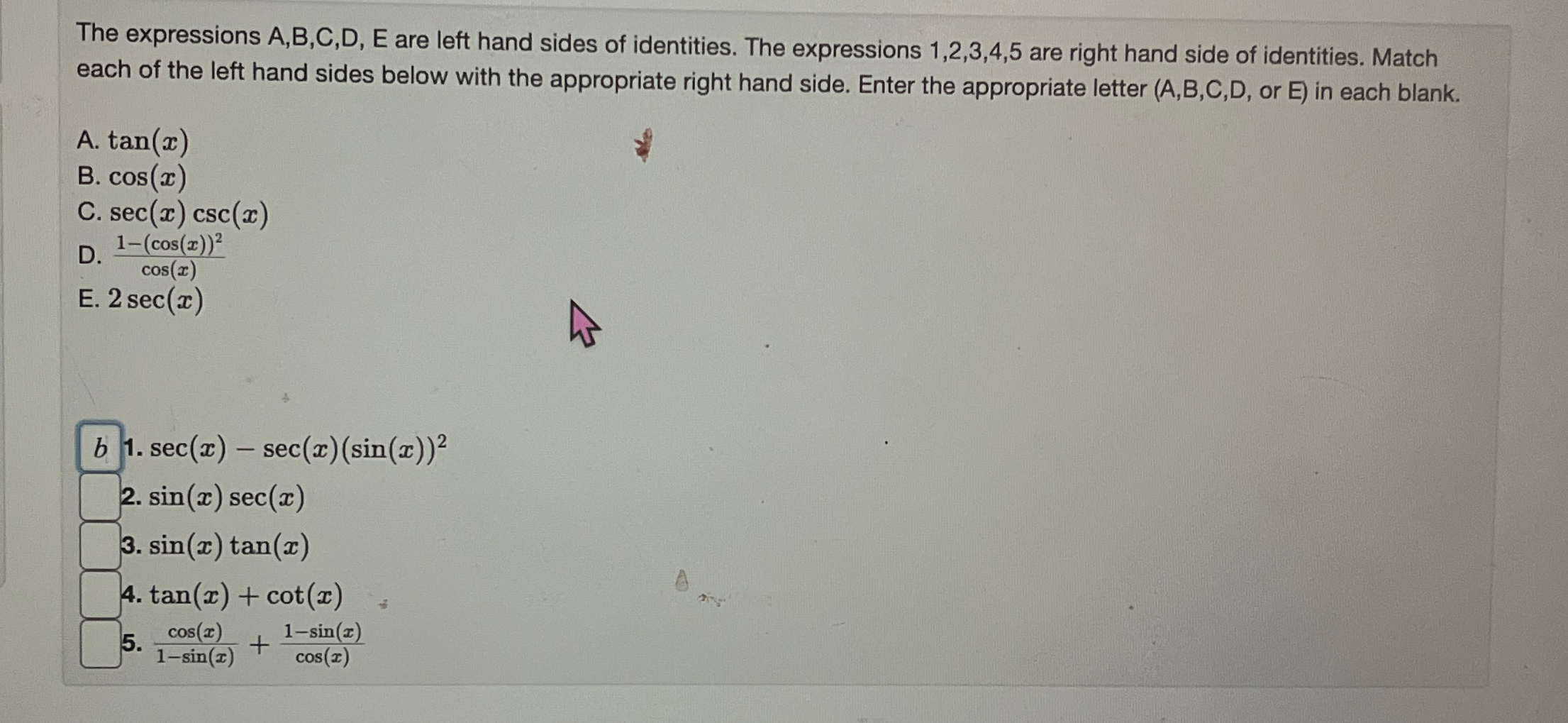 Solved The expressions A,B,C,D, ﻿E are left hand sides of | Chegg.com