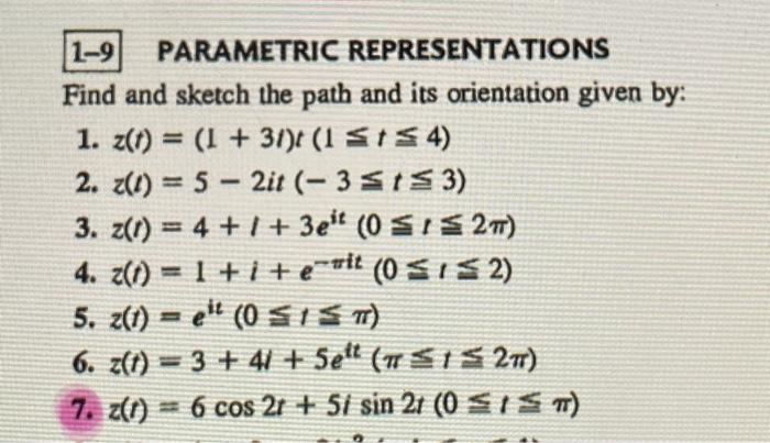 Solved 1-9 PARAMETRIC REPRESENTATIONS Find and sketch the | Chegg.com