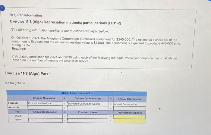 Solved Required information Exercise 11-3 (Algo) | Chegg.com