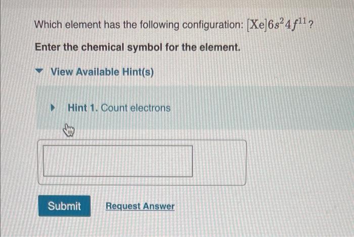Solved Which element has the following configuration: | Chegg.com