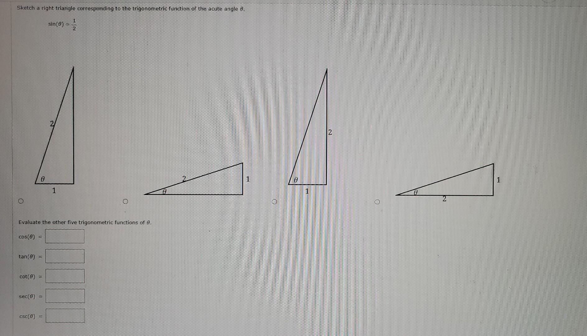 Solved Sketch a right triangle corresponding to the | Chegg.com