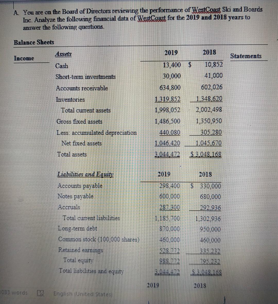 Perform a common size analysis and percent change | Chegg.com