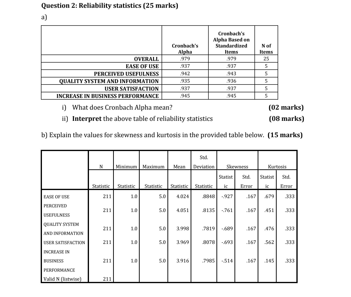 Solved Question 2: Reliability statistics (25 | Chegg.com