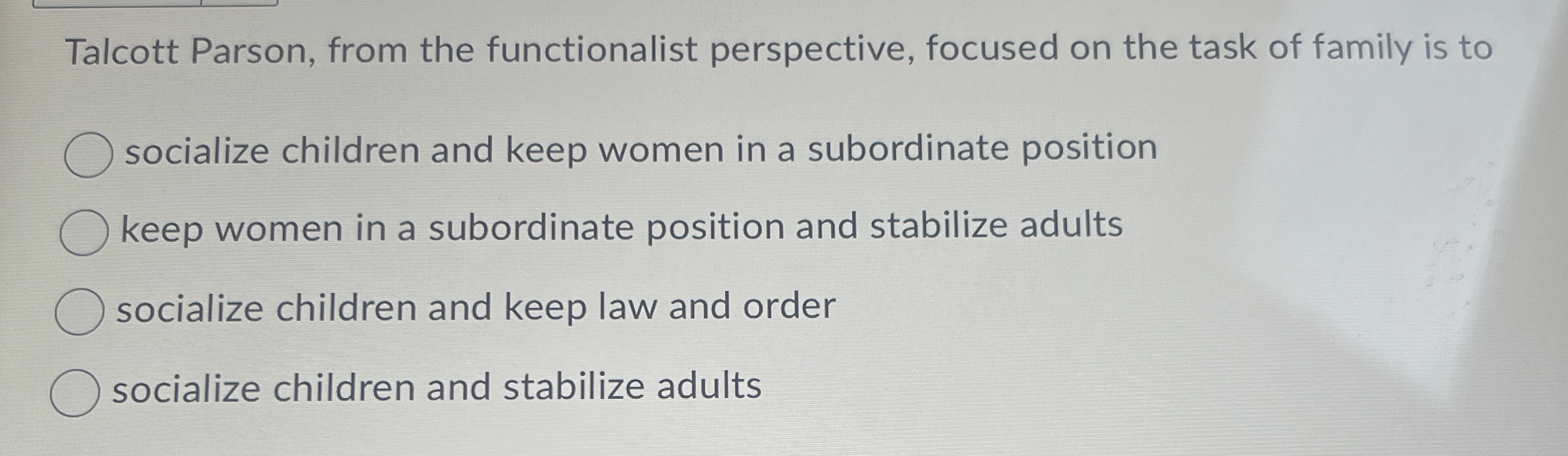 Solved Talcott Parson, from the functionalist perspective, | Chegg.com